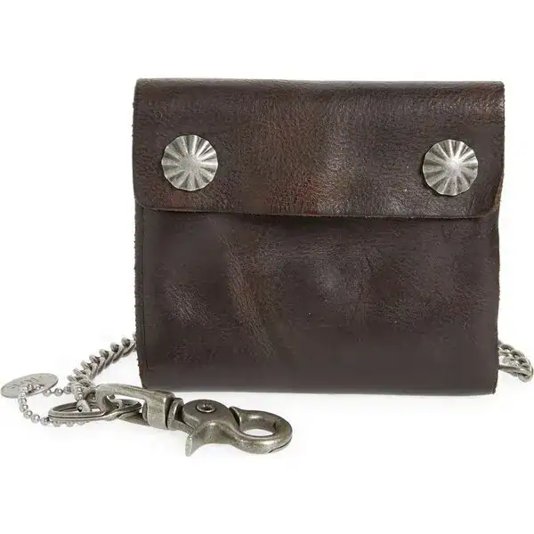 Double Rl Concho Leather Chain Wallet - Dark Brown | Editorialist